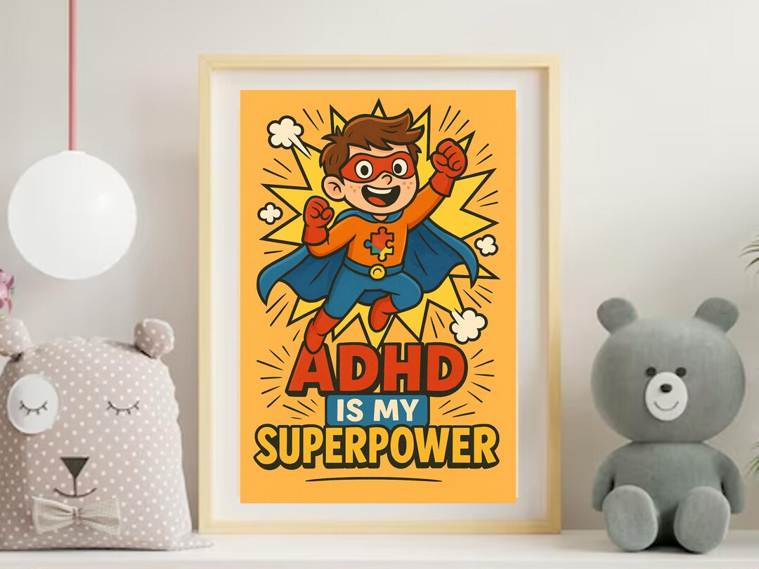 ADHD Super Boy Poster: Neurodiversity Art for Classrooms & Homes - Etsy