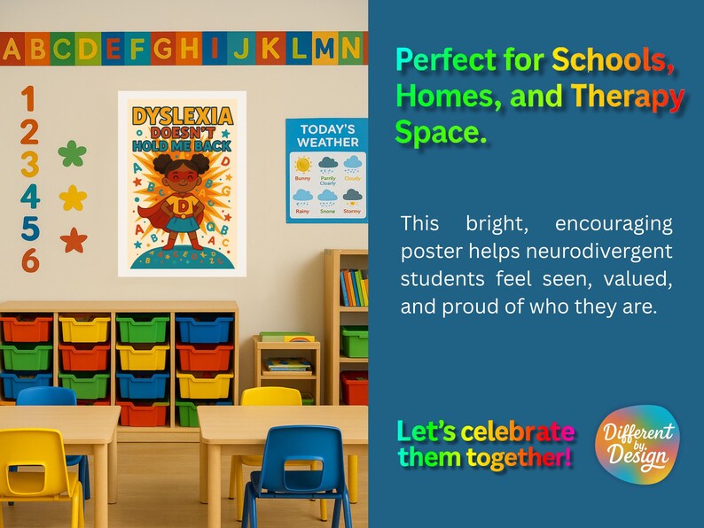 Dyslexia Super Girl Poster: Neurodiversity Affirming Wall Art - Etsy