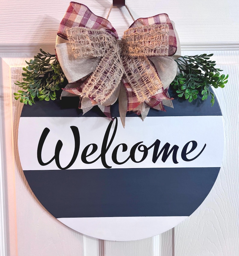 Navy and White Welcome Sign - Farmhouse Decor - Etsy