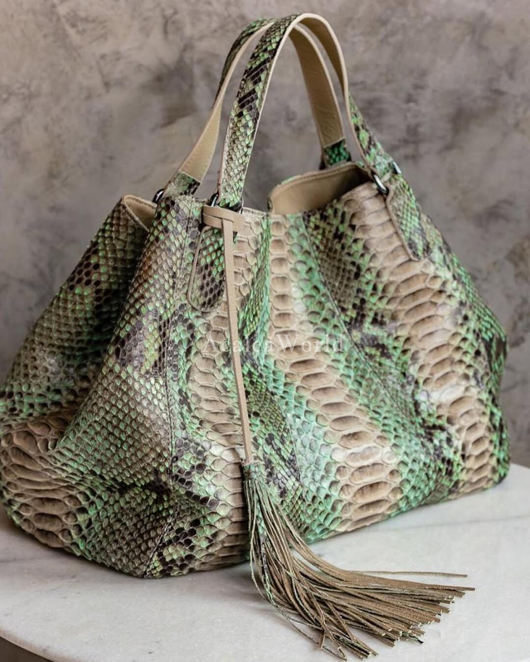 Sage Green Python Leather Handbag: Luxury Snakeskin Purse | USA and ...