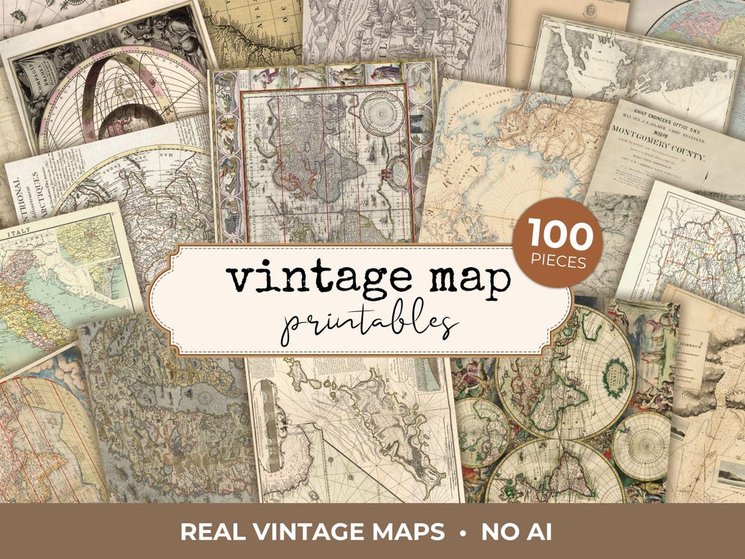 Ultimate Vintage Map Bundle | 55 Printables | Ephemera for Junk ...