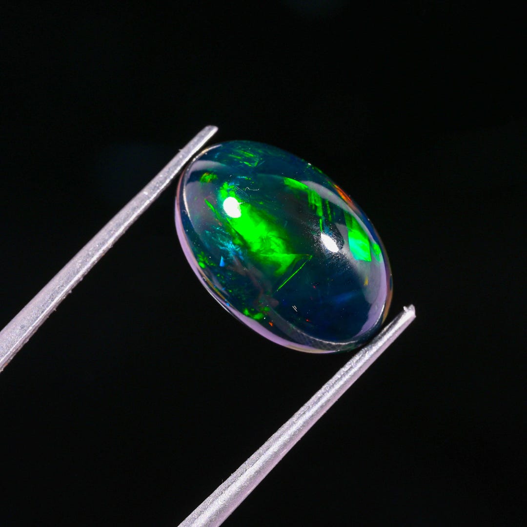 Dazzling Ethiopian Black Opal : Fire Oval Shape Cabochon Loose Gemstone ...