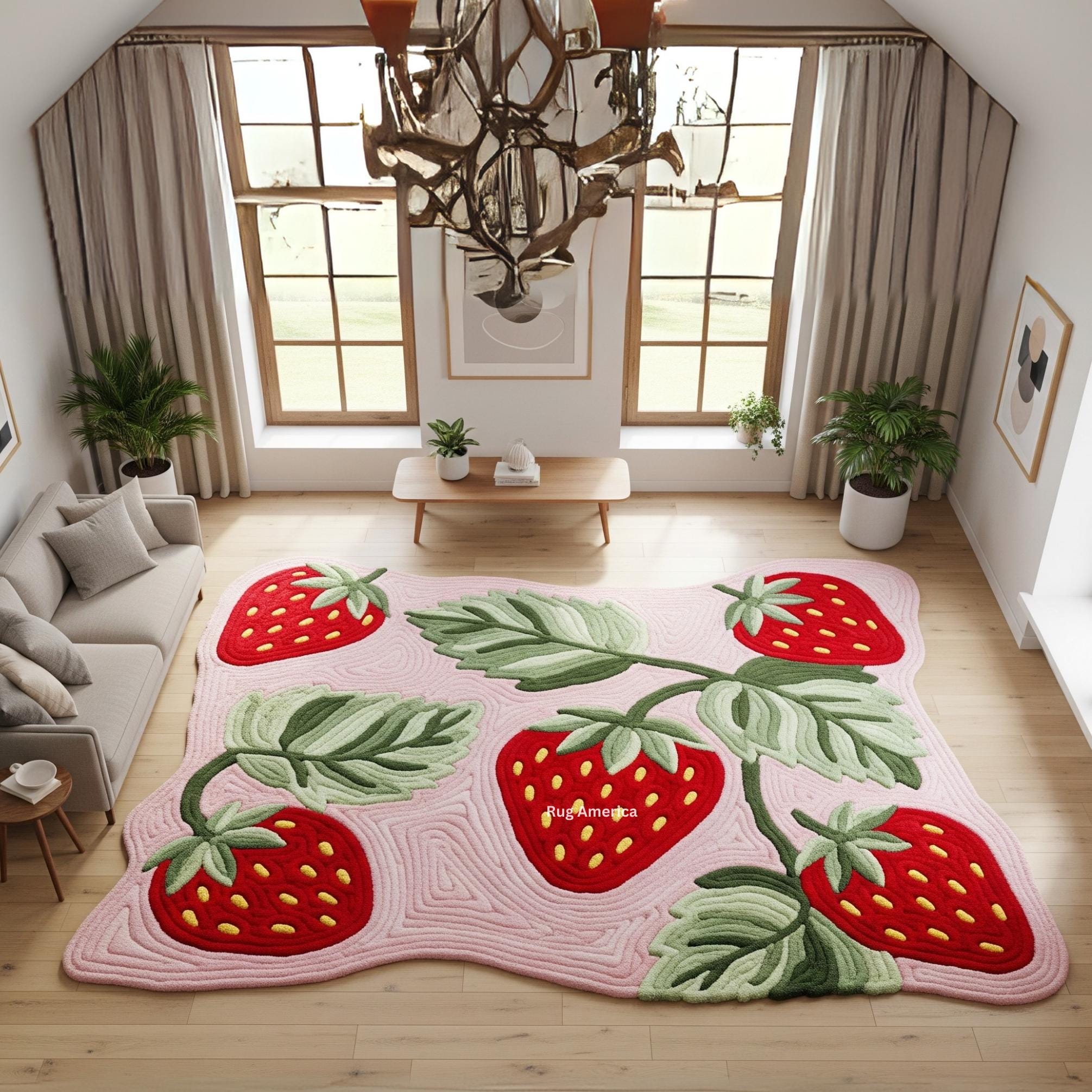 Hand-tufted Wool Strawberry Rug | Playful Kids Room Carpet - Etsy