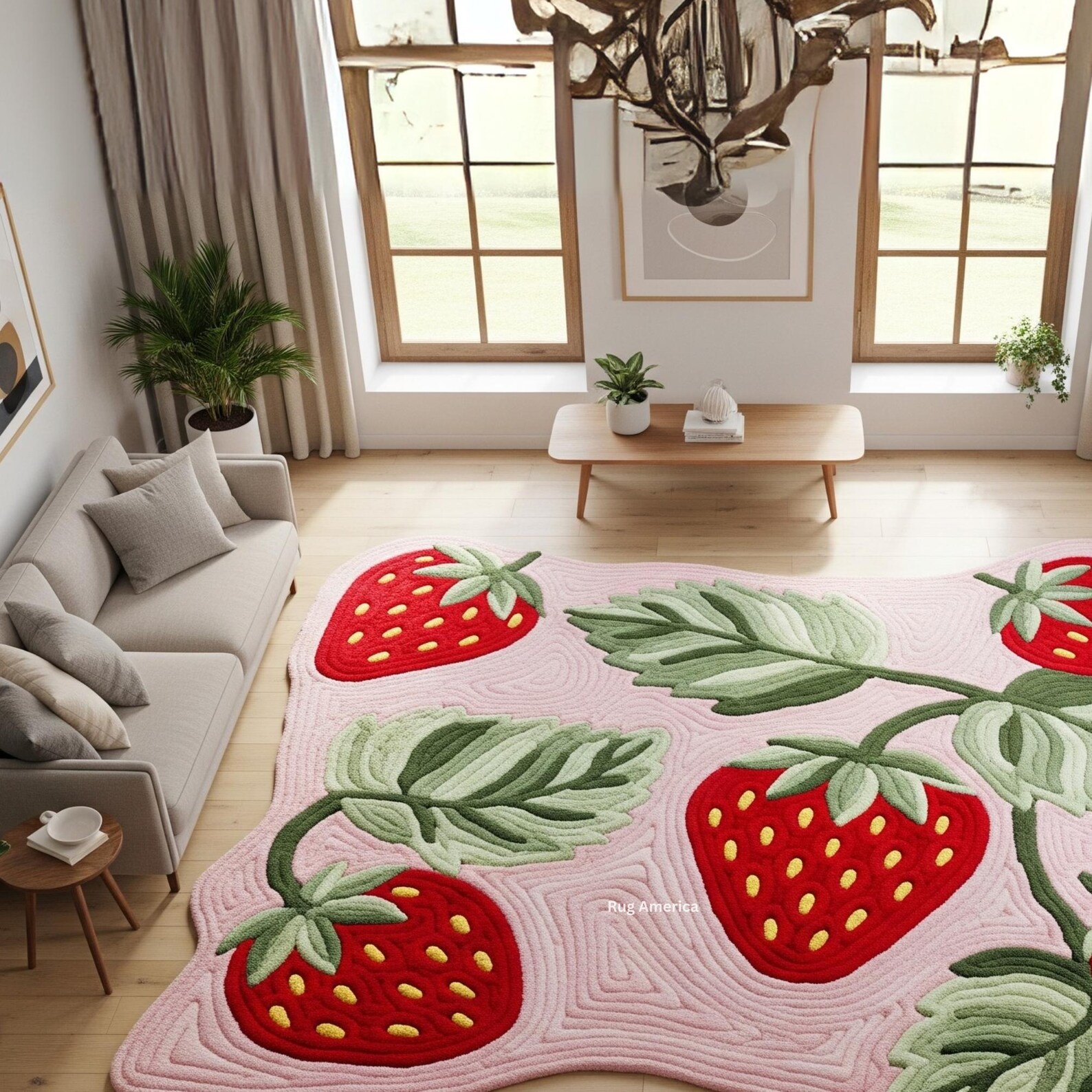 Hand-tufted Wool Strawberry Rug | Playful Kids Room Carpet - Etsy
