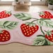 Strawberry Rug | Hand-tufted Wool Fruit Carpet | Pink and Red Statement ...