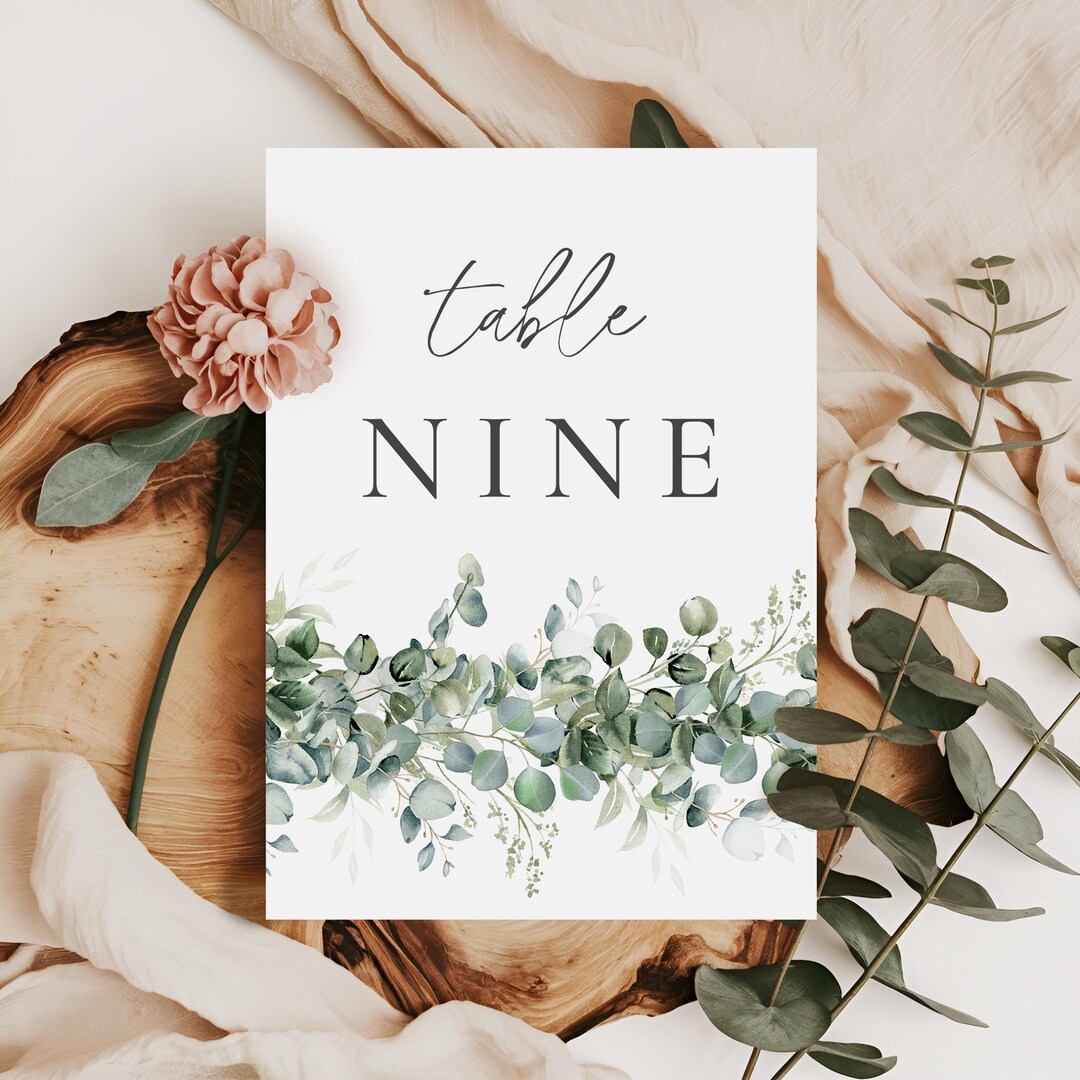 Editable Eucalyptus Wedding Table Number Template (digital Download) - Etsy