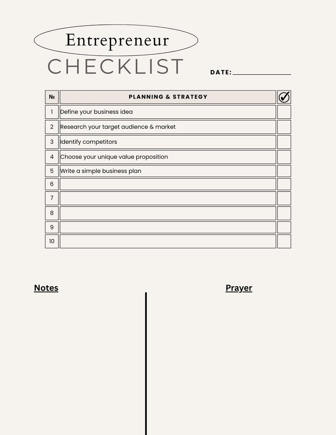 Entrepreneur Checklist - Etsy