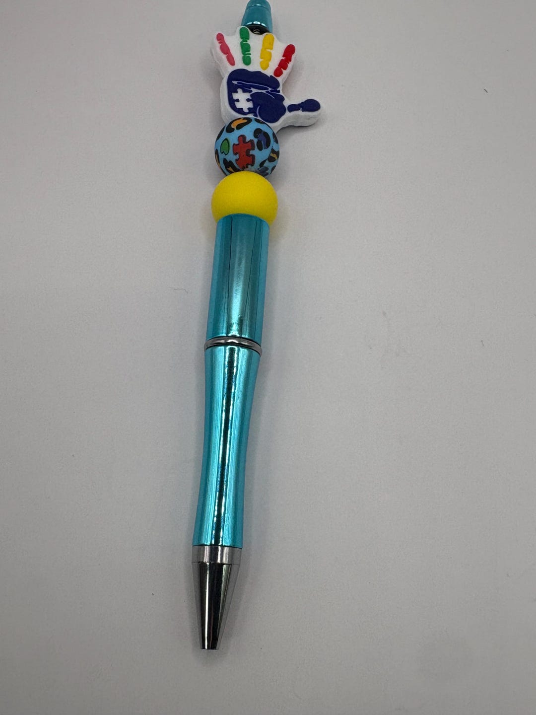 Autism Awareness Handprint Puzzle Piece Pen – Teal Barrel With Colorful ...