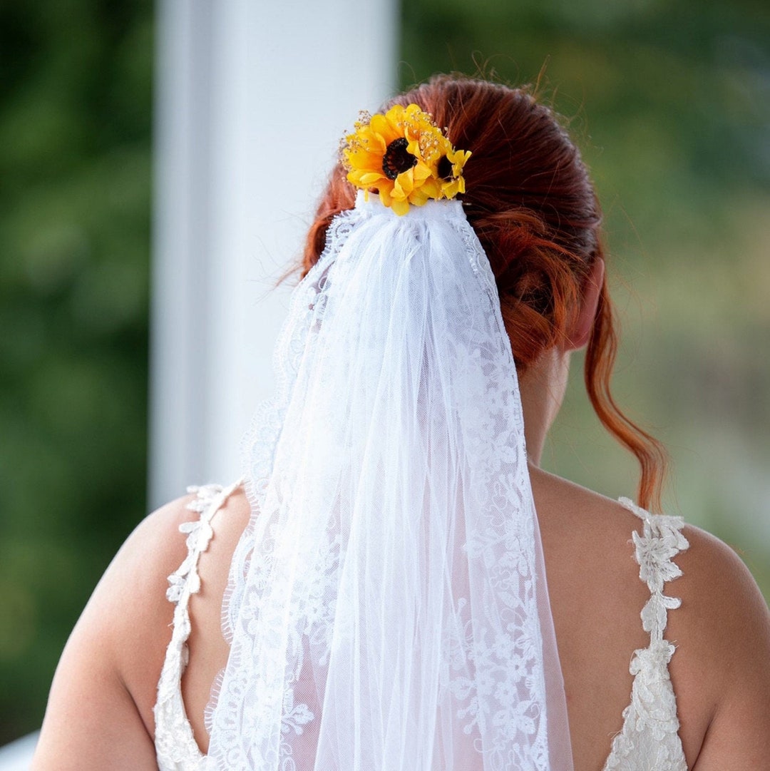 Wedding Veil Accessories Sunflower Hair Comb Destination Elope Bridal ...