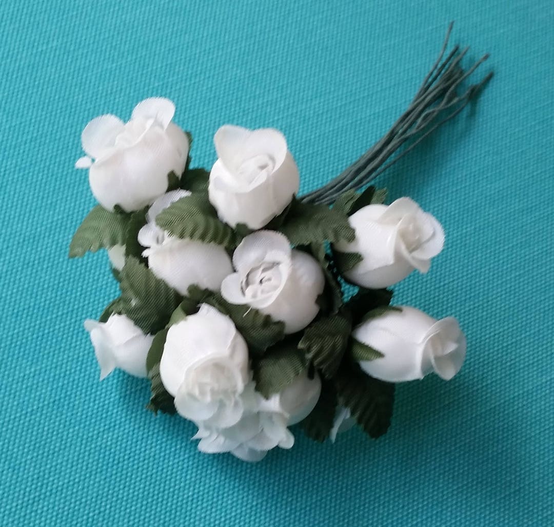White Rosebud Flower Crown Making Craft Supplies Set of 24 Tiny Roses ...