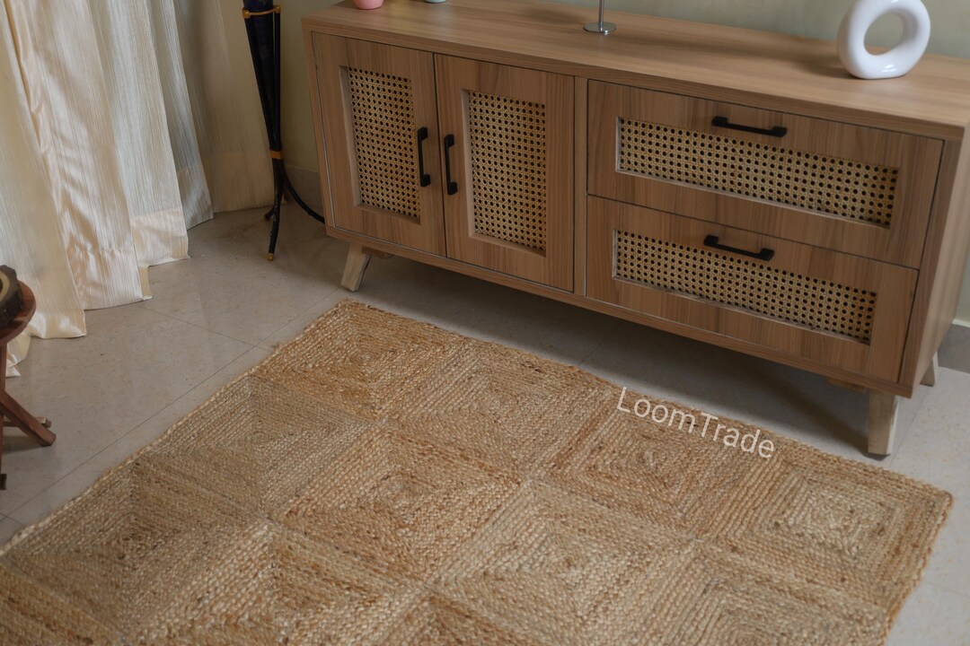 Natural Jute Rug Jute Braided Rug Bohemian Jute Rug Rectangular Jute ...