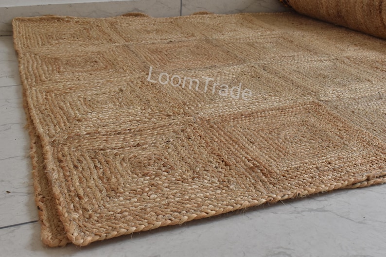 Hand-braided Natural Jute Rug, Boho Area Rug, Eco-friendly Floor ...