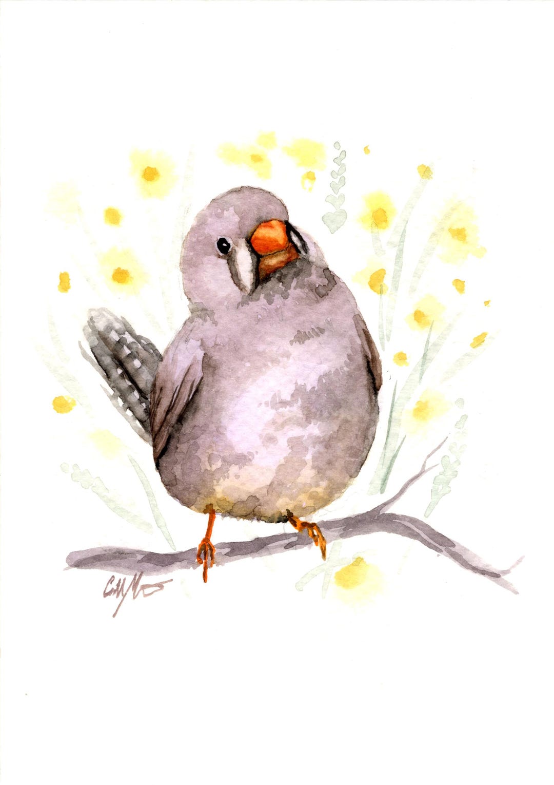 Finch Painting | Watercolor Bird Painting | Bird Lover Painting | Finch ...