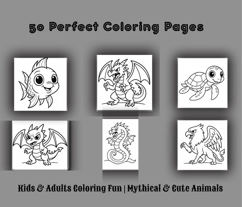 50 Mythical Creatures Coloring Pages: Epic & Cute Designs - Etsy