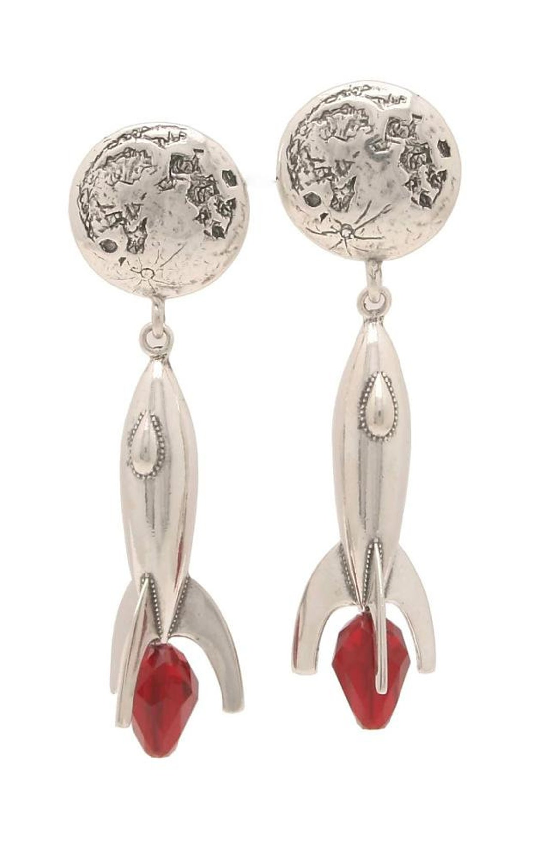 Rivet Rocket Moonshot Sterling Silver Earrings With Swarovski Crystal ...