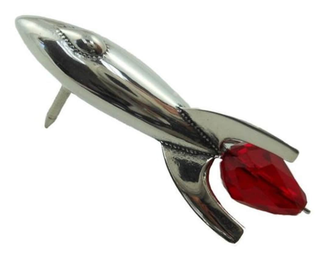 Rivet Rocket Sterling Silver Lapel Pin With Crystal Flame, Sci-fi ...