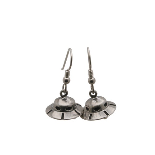 UFO Abduction Earrings Sterling Silver Vintage Alien - Etsy