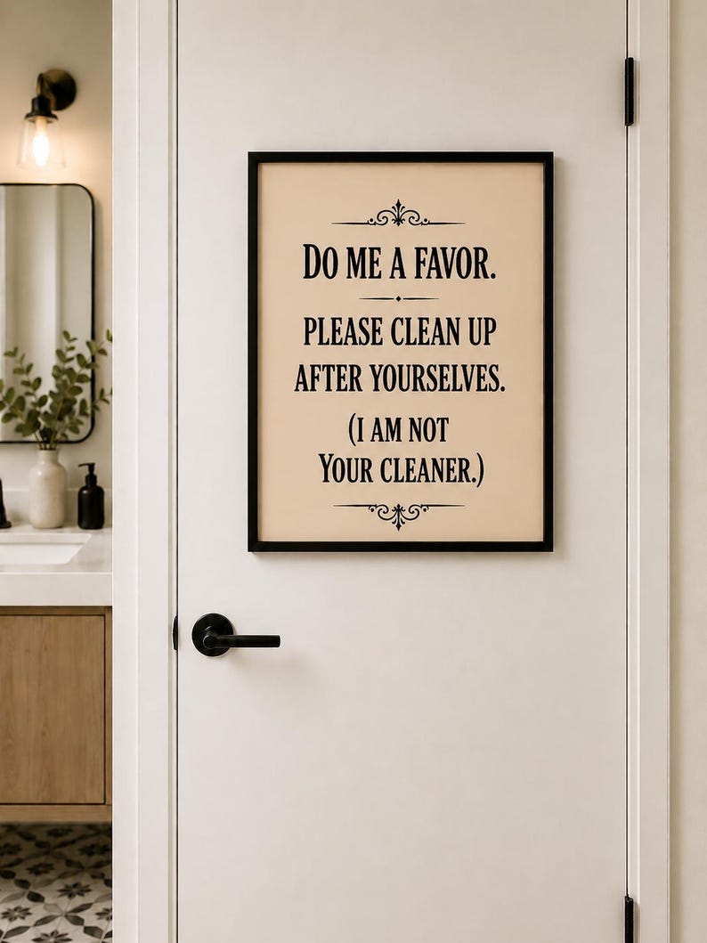 Funny Clean up After Yourselves Sign, Bathroom Wall Decor, House Rules ...