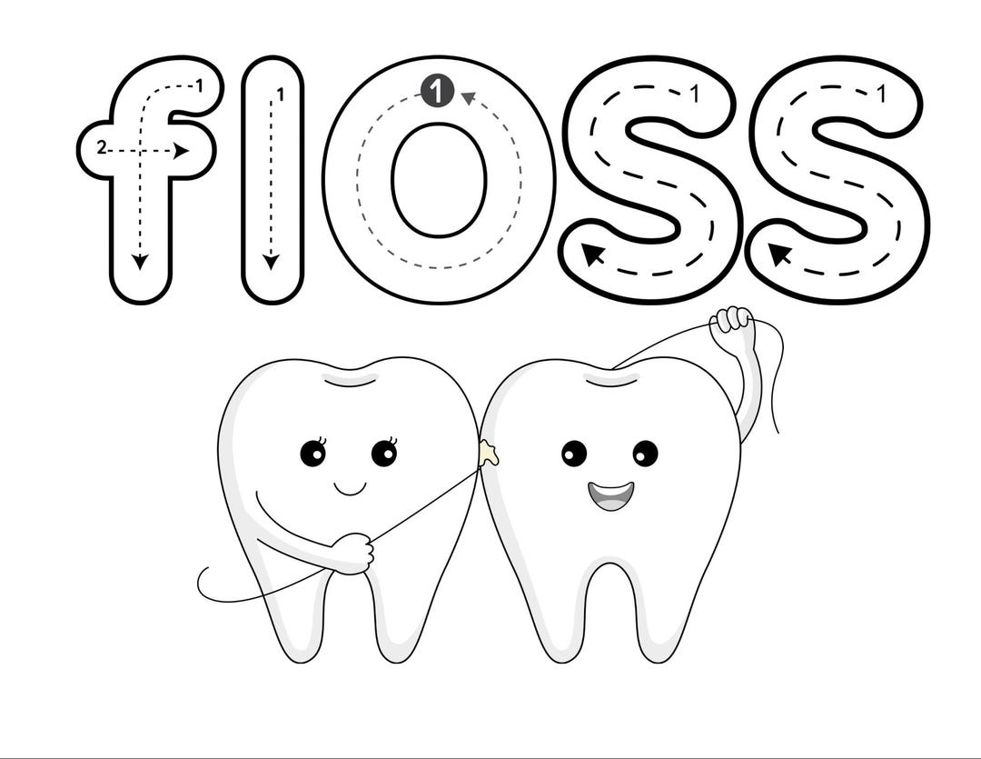 FLOSS Traceable Printable Coloring Sheet - Etsy