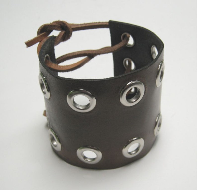 Brown Leather Wristband Goth Wristband SCA Medieval Bracer Barbarian ...
