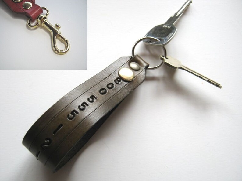 Personalized Leather Key Clip Leather Custom Snap Loop Fob Keychain ...