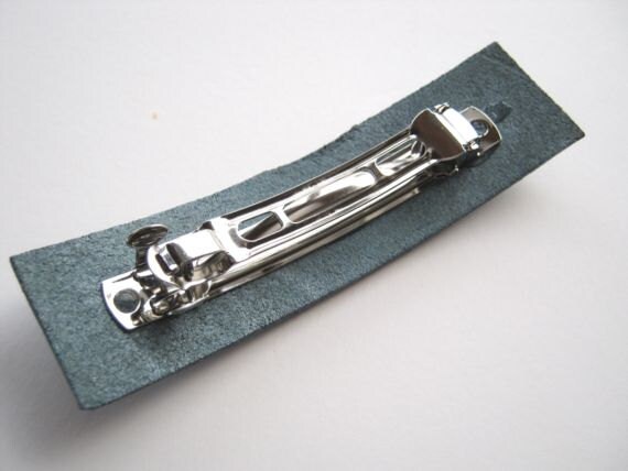 Blue Hair Barrette Leather Barrette Blue Leather Hair Clip - Etsy
