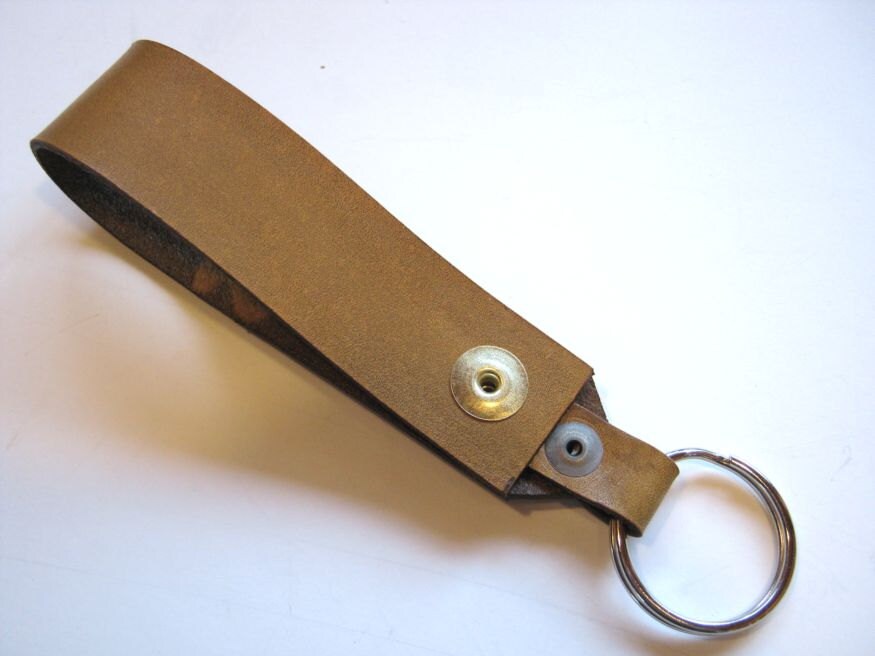 Key Fob Eagle Tan Leather Snap Loop for Belt or Pack Keychain | Etsy