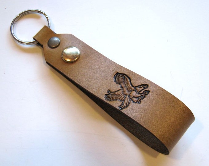 Key Fob Eagle Tan Leather Snap Loop for Belt or Pack Keychain - Etsy