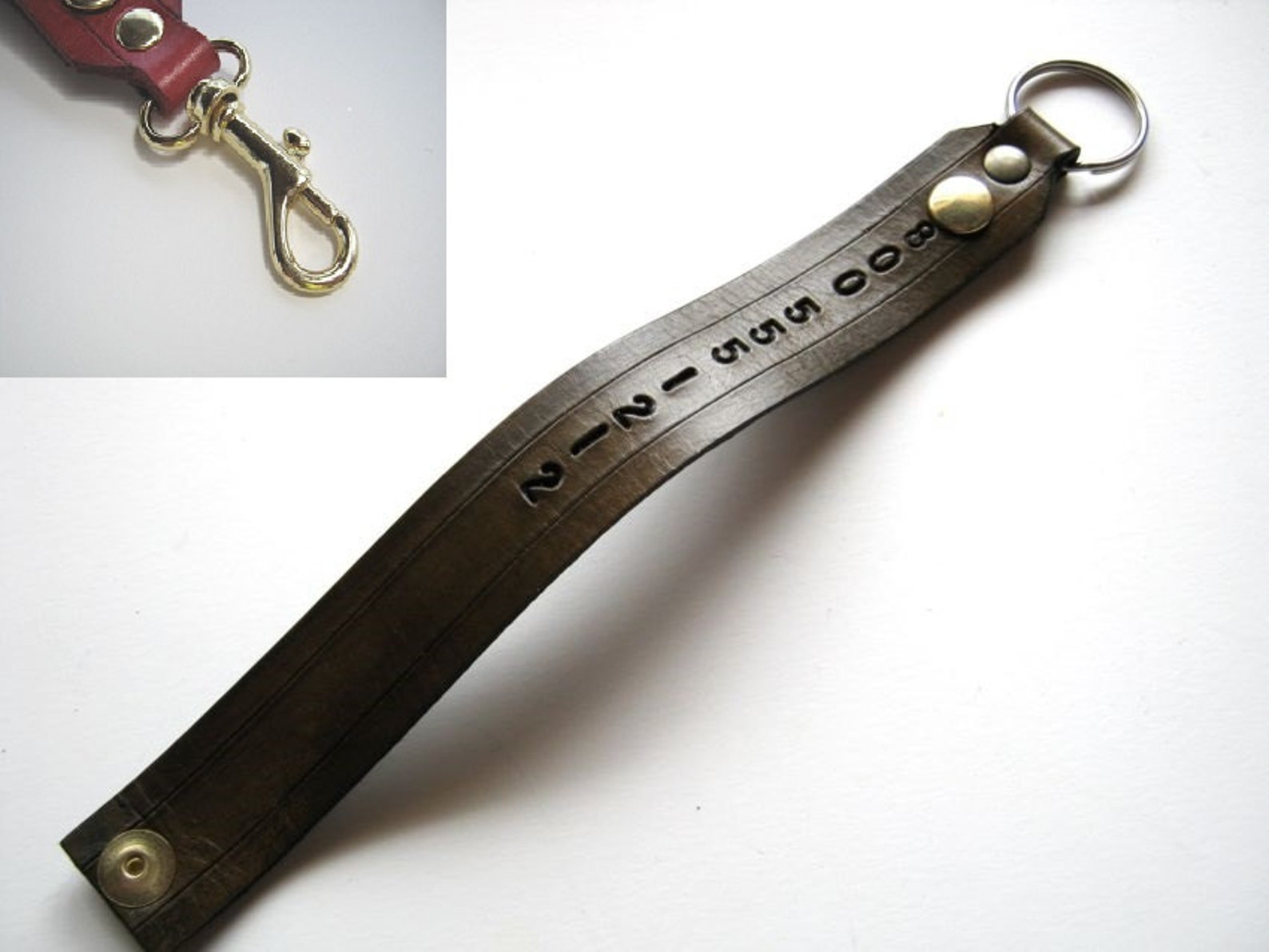 Personalized Leather Key Clip Leather Custom Snap Loop Fob | Etsy