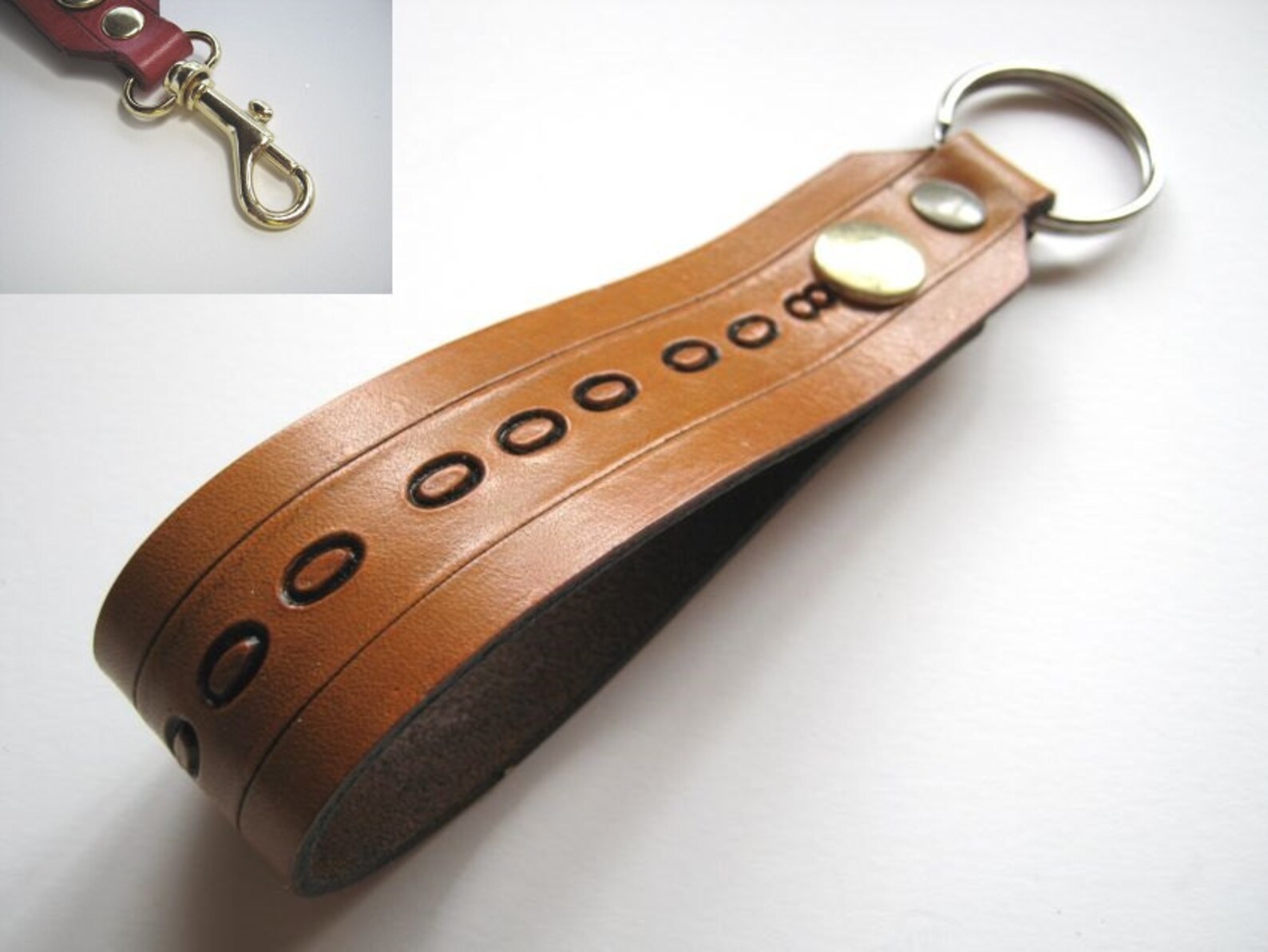 Personalized Leather Key Clip Leather Custom Snap Loop Fob Keychain ...