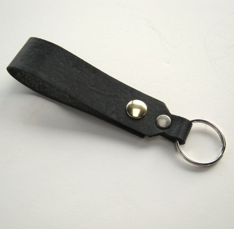 Black Leather Key Fob Snap Loop for Belt or Pack Keychain Wristlet - Etsy