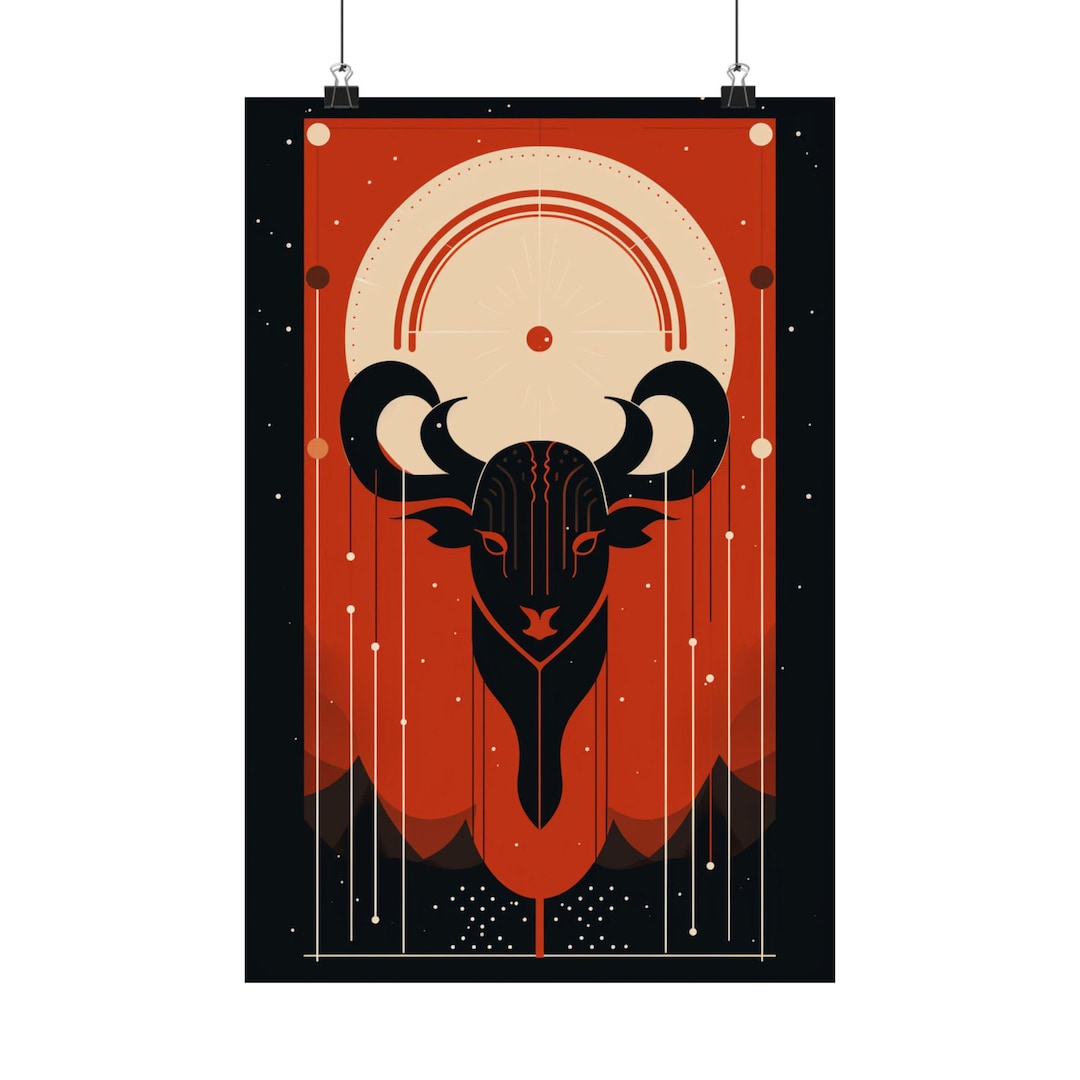 Aries Artwork Art Deco Matte Poster - Star Sign Birthday Gift, Zodiac ...