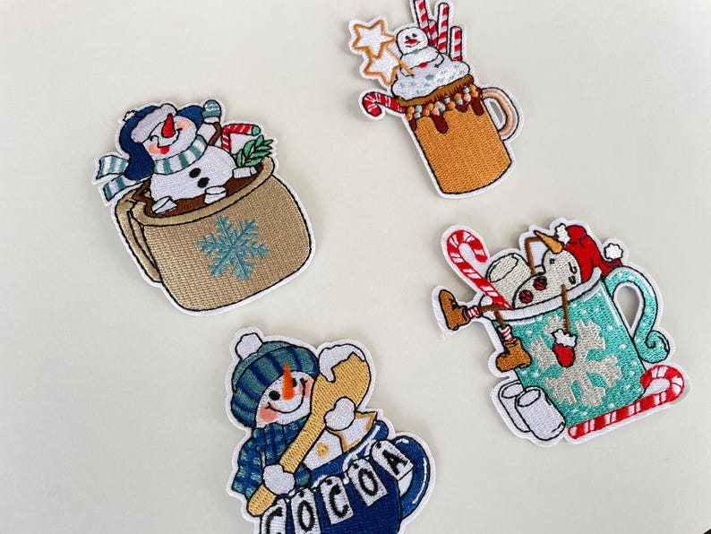 Snowman Hot Chocolate Patch - Cute Christmas Embroidery Patch Winter ...