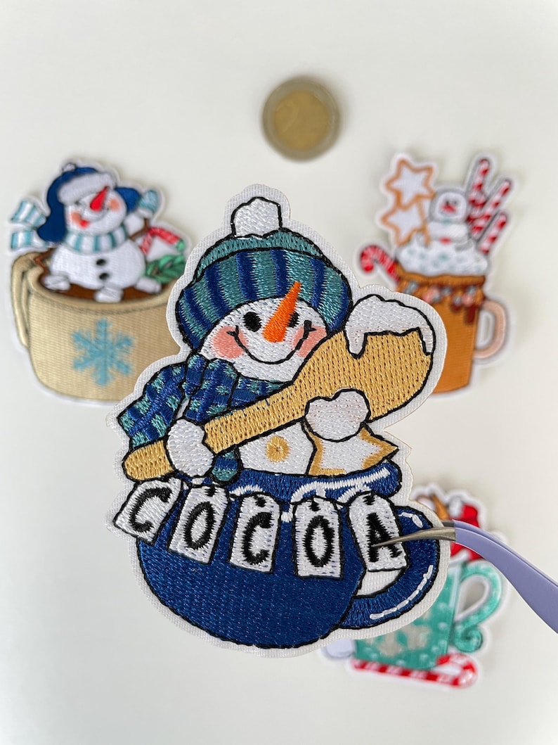 Snowman Hot Chocolate Patch - Cute Christmas Embroidery Patch Winter ...