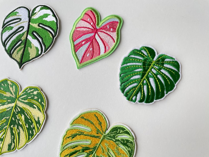 Tropical Plant Leaf Patch - Cute Monstera Embroidery Patch Hand-drawn ...