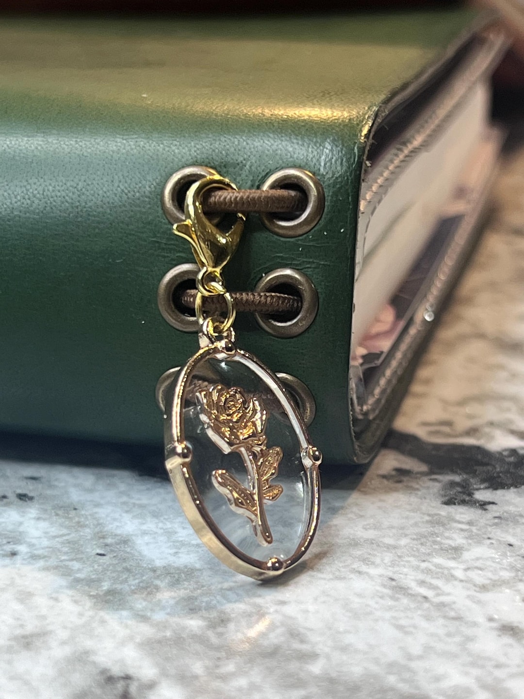 Gold Rose Journal Charm - Traveler's Notebook Charm - Etsy