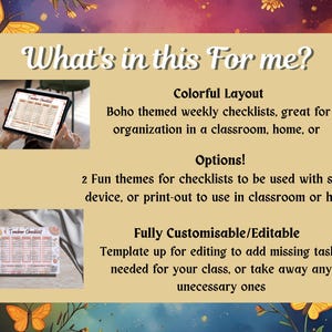 Boho Teacher Checklist Printable | Rainbow & Doodle Designs PDF - Etsy