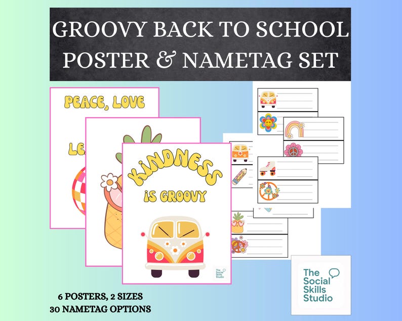 Back to School Name Tags & Posters Editable Canva Template PDF ...