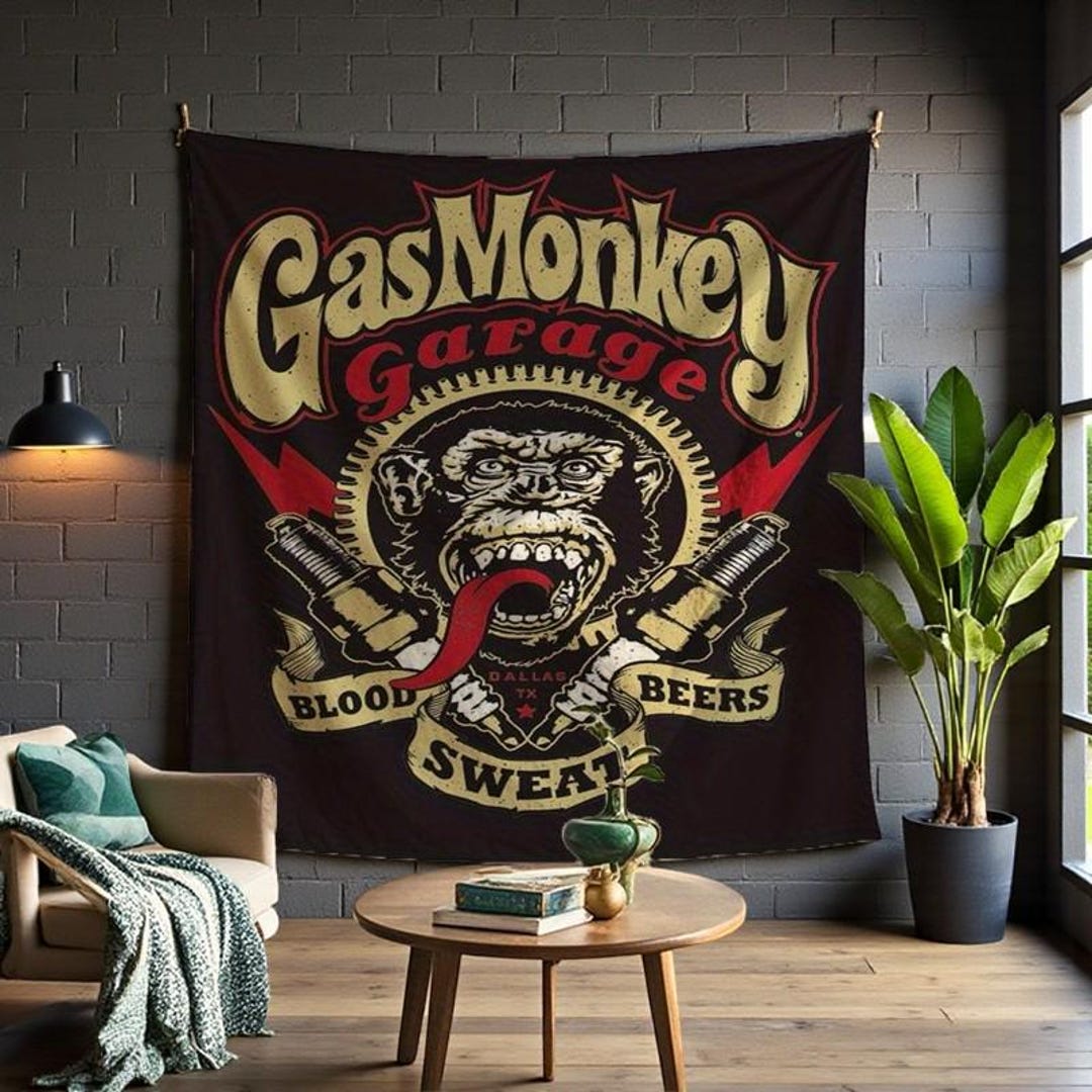 Garage Tapestry Neon Gradient Sign Style Industrial Retro Wall Hanging ...