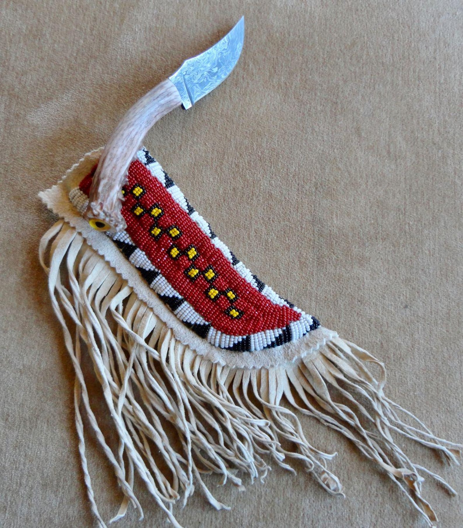 Beaded Suede Native Style Knife Sheath - Lakota Sioux Indian Design - Etsy
