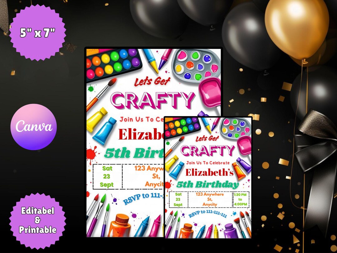Craft Birthday Invitation Template, Art Painting Birthday Invitation ...