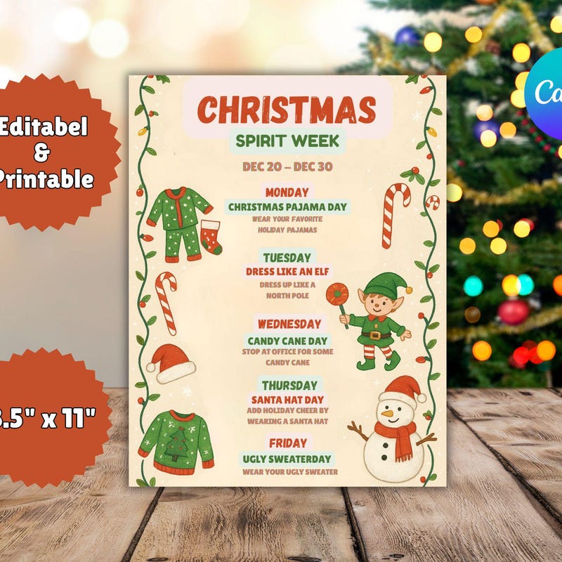 Holiday Spirit Week Flyer - Etsy