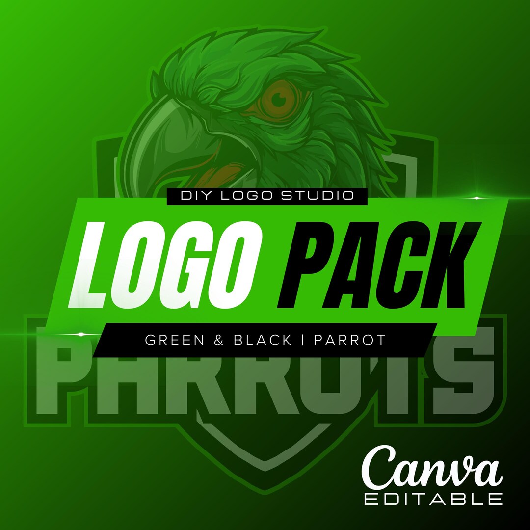 DIY Parrot Logo Pack for Esports/gamer/teams: Green & Black Modern ...