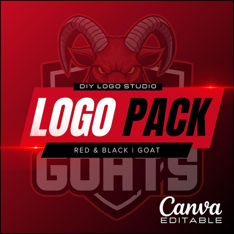 DIY Goat Logo Pack for Esports/gamer/team: Red & Black Modern Design ...