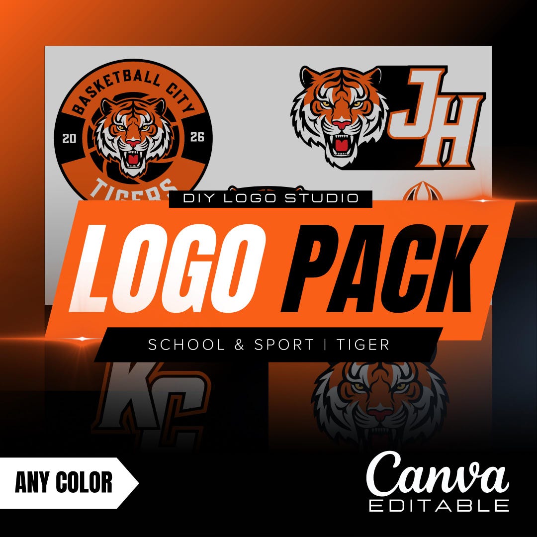 DIY Tiger Logo Pack for Schools: Modern Team Mascot | Editable Canva ...