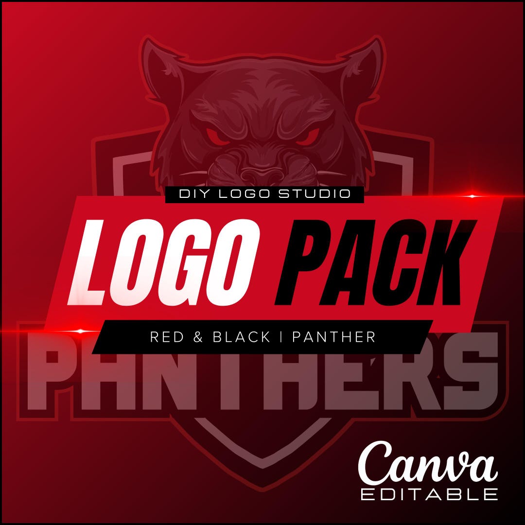 DIY Panther Logo Pack for Esports/gamer/team: Red & Black Modern Design ...