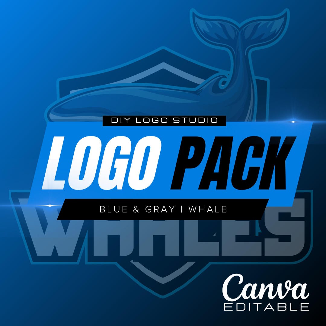 DIY Whale Logo Pack for Esports/gamer/team: Blue, Gray & Black Modern ...
