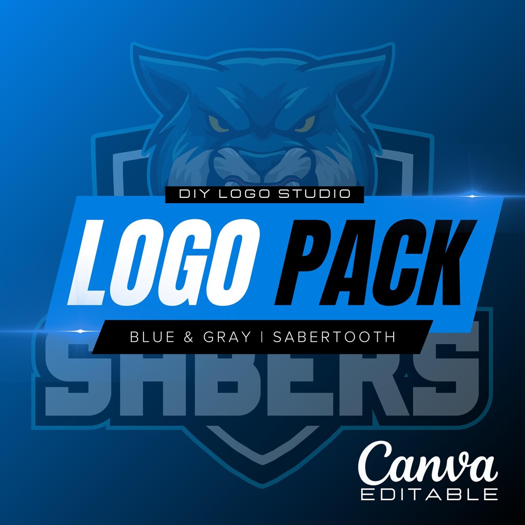DIY Sabertooth Logo Pack for Esports/gamer/team: Blue, Gray & Black ...