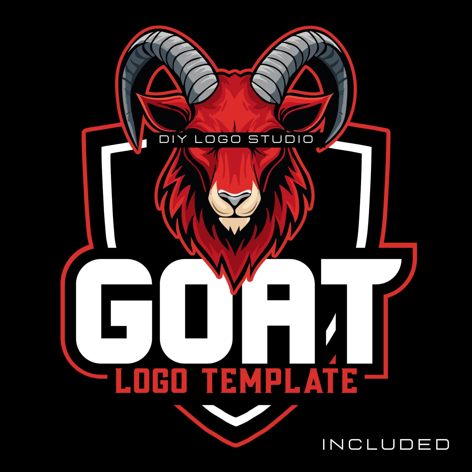 DIY Goat Logo Pack for Esports/gamer/team: Red & Black Modern Design ...