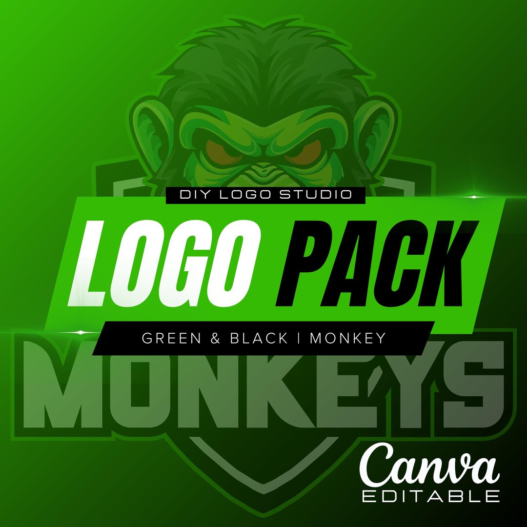 DIY Monkey Logo Pack for Esports/gamer/teams: Green & Black Modern ...